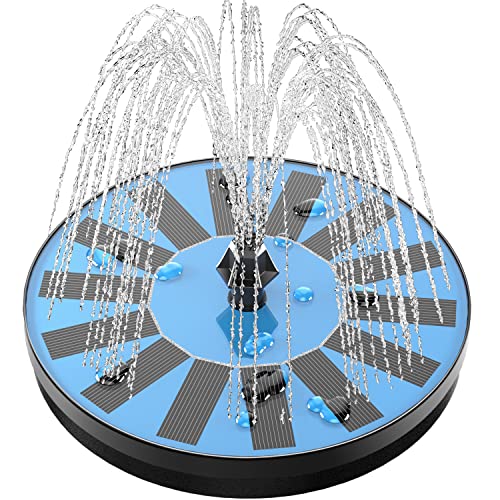 GAIZERL Solar Fountain Glass Panel and 3.5W Solar Water Fountain with 21 LED Lights, Solar Fountain Pump for Bird Bath with 4 DIY Stickers & 7 Nozzles for Garden Outdoor