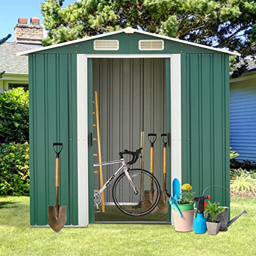 6' X 4' Outdoor Garden Metal Shed Storage Shed Utility Tool Backyard Lawn Green w/Door