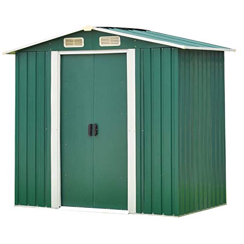 6' X 4' Outdoor Garden Metal Shed Storage Shed Utility Tool Backyard Lawn Green w/Door