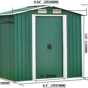 6' X 4' Outdoor Garden Metal Shed Storage Shed Utility Tool Backyard Lawn Green w/Door