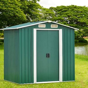 6' X 4' Outdoor Garden Metal Shed Storage Shed Utility Tool Backyard Lawn Green w/Door