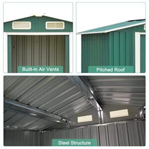 6' X 4' Outdoor Garden Metal Shed Storage Shed Utility Tool Backyard Lawn Green w/Door