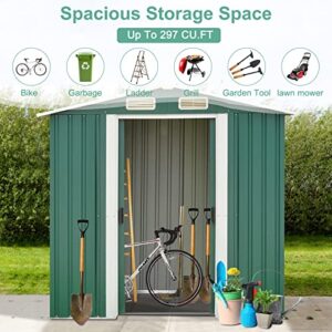 6' X 4' Outdoor Garden Metal Shed Storage Shed Utility Tool Backyard Lawn Green w/Door