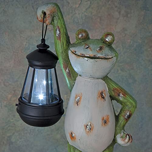 Bits and Pieces - Frog Solar Lantern - Green Garden Outdoor Animal Statue Solar Light