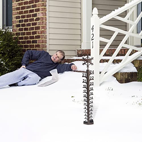 MORECON Snow 24 Snow Gauge, Snowmobile Snow Gauge, Handmade Metal Garden Snow Gauge Garden Pile, Rain Gauge Outdoor Decoration Gift (A)