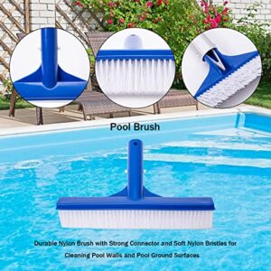 YASHINE Pool Cleaning Kit Pool Vacuum Cleaning Head with Brush Head Shallow Water Leaf Net with 3 Sections of Aluminum Rod Professional Pool Cleaning Kit for Ground Pool Spas Pond