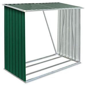 vidaxl garden log storage shed galvanized steel 64.2″x32.7″x60.6″ green