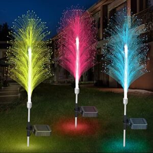 rwnxkarn solar garden lights waterproof 3 pcs, solar flower lights outdoor decorations, solar yard decorative colorful, solar stake landscape tree light for patio lawn pathway party xmas decor