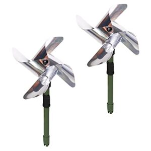 generic 2pcs reflective pinwheels with stakes bird blinder deterrent windmill scare birds device away sparkly pin wheel for garden outdoor yard decoration