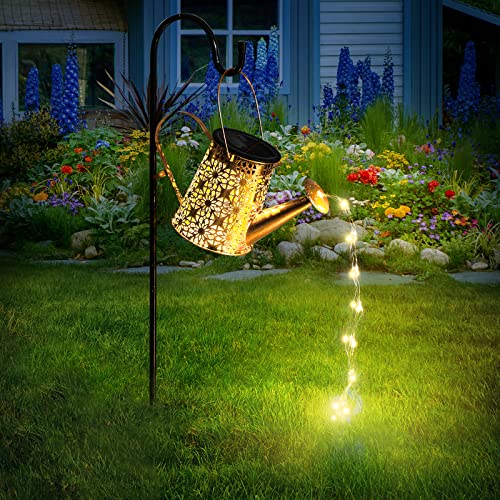 Otdair Solar Watering Can with Lights, Outdoor Garden Decor Waterproof Solar Garden Lights for Outdoor Pathway Yard Lawn Patio Party Decorations Gift for Mom Grandma Birthday