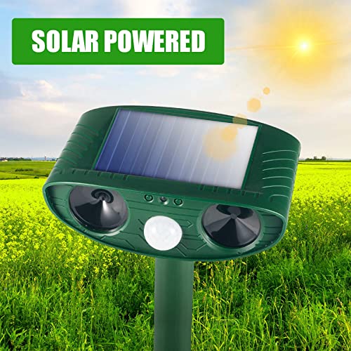 Ultrasonic Animal Deterrent Outdoor Solar Animal Deterrent with Motion Sensor Flashing Light Waterproof Animal Deterrent for Squirrel Deer Cat Dog Raccoon Rabbit Skunk Fox and More(2 Pack)