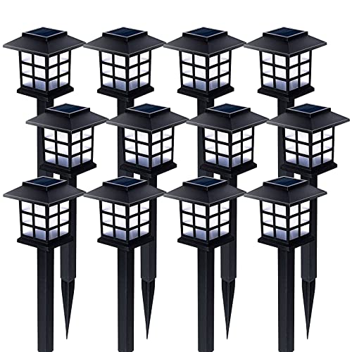 WILUX Solar Outdoor Lights 12 Pack, Solar Pathway Lights Waterproof, 8-10 Hours Long-Lasting LED Landscape Lighting, Solar Garden Lights, Solar Lights for Walkway, Path, Driveway, Yard, Patio & Lawn