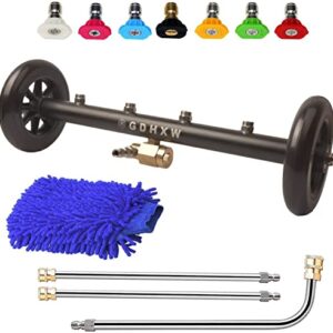 GDHXW Dual-Function Pressure Washer Undercarriage Cleaner Water Broom with Extension Rod,7 Pressure Washer Nozzles and Cleaning Gloves