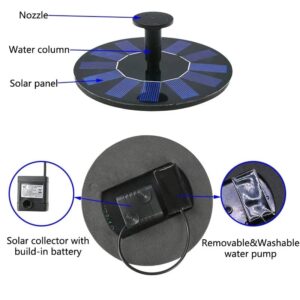 LUKEO Solar Powered Fountain Pump Easy Assemble Solar Bird Bath Fountain Pump for Pond Pool Garden Spray Water Decor