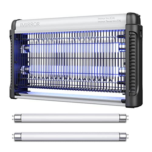 imirror Electric Bug Zapper, Indoor Insect Killer with 2 Replacement Bulbs, 20W Fly and Mosquito Killer, Easy to Clean, with Electric Circuit no-Load Protection