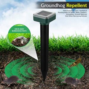 Titoland Mole Repellent Solar Powered for Lawns, 4 Pack Solar Mole Repellent & Gopher Repellent Ultrasonic Solar Powered Waterproof for Yard & Garden