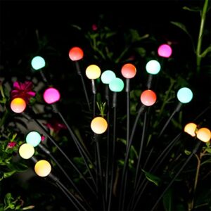 leleecoo solar lights outdoor decorative, garden lights solar powered waterproof, 6 led light bulbs vibrant garden solar lights, fairy lights yard decorations outdoor 2 pack