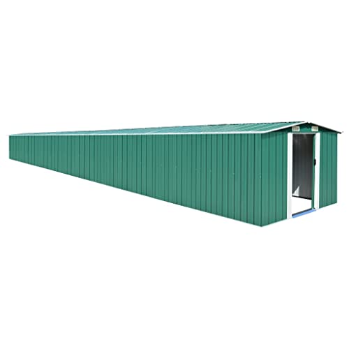 CUMYZO Outdoor Storage Shed,Tool Garden Metal Sheds with Sliding Door,Galvanized Steel Tool Shed House,Waterproof Tool Shed, Backyard Shed 101.2"x389.8"x71.3"(WxDxH)