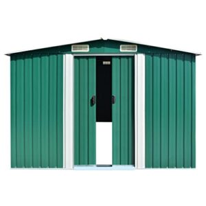 CUMYZO Outdoor Storage Shed,Tool Garden Metal Sheds with Sliding Door,Galvanized Steel Tool Shed House,Waterproof Tool Shed, Backyard Shed 101.2"x389.8"x71.3"(WxDxH)