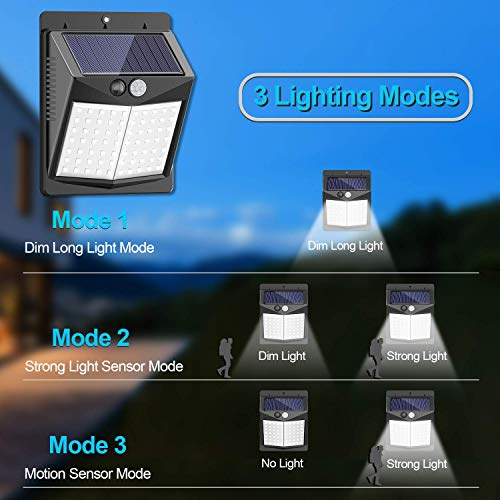 SEZAC Solar Lights Outdoor, [6 Pack/3 Modes/50LED] Motion Sensor Security Lights Solar Security Lights IP 65 Wireless Waterproof Outdoor Lights for Garden Patio Yard Deck Garage Fence Pool