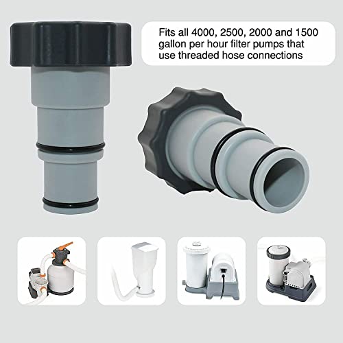 IKSI fits Intex replacement Hose Adapter w/Collar Replace for Intex Fit for 1.5" to 1.25" Hose Adapter Threaded Connection Pumps (2 Pack)