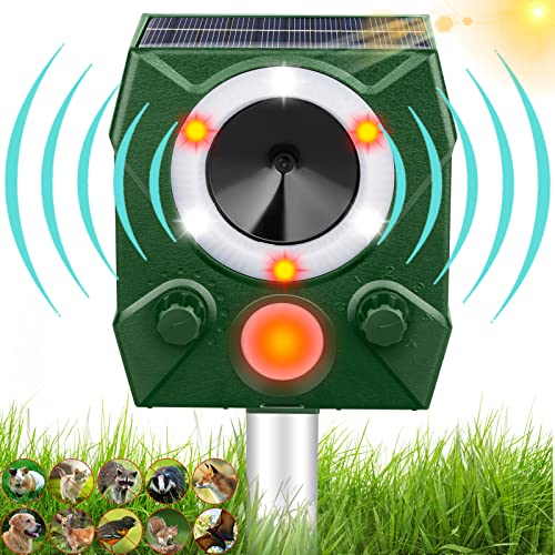 Heyouou Ultrasonic Animal Repeller, Solar Powered Cat Repellent Outdoor Deterrent with Motion Sensor Waterproof Predator Eye for Dogs,Cat, Bird, Squirrels, Raccoon, Rabbit, Fox & More