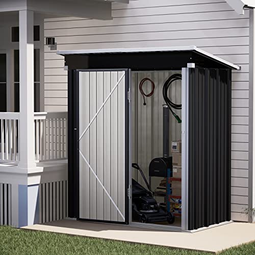 UDPATIO Outdoor Storage Shed 5x3 FT, Metal Garden Shed for Bike, Garbage Can, Tool, Lawnmower, Outside Sheds & Outdoor Storage Galvanized Steel with Lockable Door for Backyard, Patio, Lawn, Dark Grey