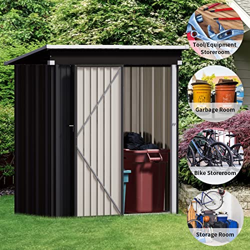 UDPATIO Outdoor Storage Shed 5x3 FT, Metal Garden Shed for Bike, Garbage Can, Tool, Lawnmower, Outside Sheds & Outdoor Storage Galvanized Steel with Lockable Door for Backyard, Patio, Lawn, Dark Grey