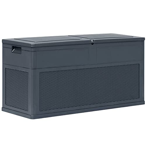 (Fast Shipments)Deck Box Cover Waterproof Patio Storage Box Cover Outdoor Back Yard Large Deck Storage Box Covers Protector for Winter Garden Storage Box 84.5 gal Anthracite