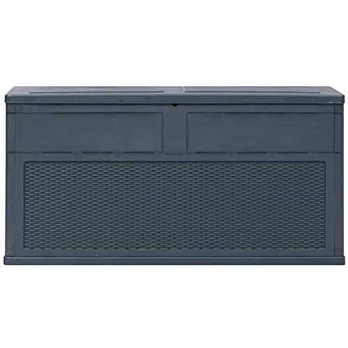 (Fast Shipments)Deck Box Cover Waterproof Patio Storage Box Cover Outdoor Back Yard Large Deck Storage Box Covers Protector for Winter Garden Storage Box 84.5 gal Anthracite