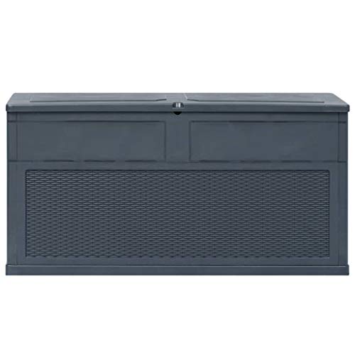 (Fast Shipments)Deck Box Cover Waterproof Patio Storage Box Cover Outdoor Back Yard Large Deck Storage Box Covers Protector for Winter Garden Storage Box 84.5 gal Anthracite