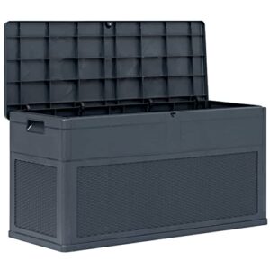 (Fast Shipments)Deck Box Cover Waterproof Patio Storage Box Cover Outdoor Back Yard Large Deck Storage Box Covers Protector for Winter Garden Storage Box 84.5 gal Anthracite