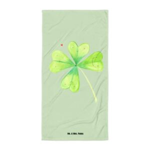 mr. & mrs. panda beach towel cloverleaf – good luck, large, sauna towel, gardener, job change, move, new job, sauna, bath towel, garden, xl, flower tendril, nature