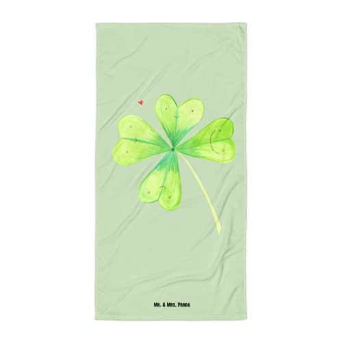 Mr. & Mrs. Panda Beach Towel Cloverleaf - Good Luck, Large, Sauna Towel, Gardener, Job Change, Move, New Job, Sauna, Bath Towel, Garden, XL, Flower Tendril, Nature