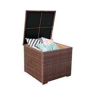 joivi outdoor storage box, waterproof deck box for patio furniture, wicker storage bin for cushions, pillows, organization, indoor/outdoor/garden/backyard/home/pool, tools, toys, 88 gallon, brown