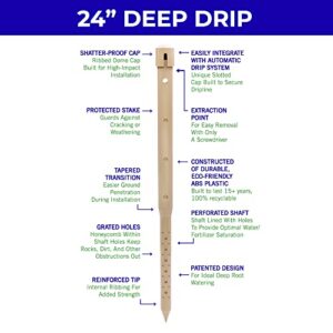 Underhill Deep Drip Irrigation Stakes 24-1/2-Inch, Case of 4 Watering Spikes for Trees with Medium Depth Roots, Drip System Parts Tubes, A-DD24