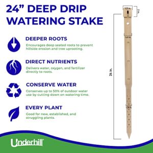 Underhill Deep Drip Irrigation Stakes 24-1/2-Inch, Case of 4 Watering Spikes for Trees with Medium Depth Roots, Drip System Parts Tubes, A-DD24