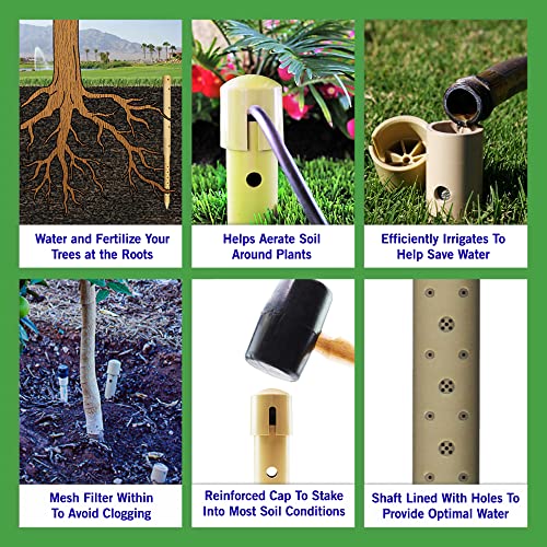 Underhill Deep Drip Irrigation Stakes 24-1/2-Inch, Case of 4 Watering Spikes for Trees with Medium Depth Roots, Drip System Parts Tubes, A-DD24