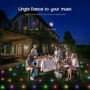 SmartCoolous Outdoor Ground Lights Multicolor RGBIC Pathway Lights IP67 Waterproof Garden Lawn Lights 16PCS Bluetooth App Control Pathway Lights with Multiple Scene Modes（Line Length 14 metros）