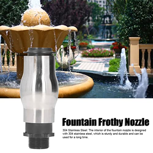 304 Stainless Steel Fountain Nozzle, Water Spray Head G1 Male Thread Frothy Foam Jet Fountain Nozzle for Garden Pond Lake Landscaping Use