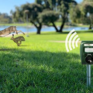 Broox 2023 Upgraded Solar Animal Repeller, Ultrasonic Repellent, Waterproof, Wireless, Motion Detection, LED Flashing Light, Dog, Cat Repellent, Squirrel, Raccoon, Skunk, Rabbit, Rodent, Fox, Deer