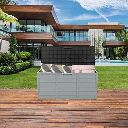 75 Gallon Storage Deck Box Polypropylene Resin Outdoor Shed Garden Garage Patio Organizer Patio suitable for Patio Furniture Cushions, Pool Toys, Garden Tools, Garden Games and Toys, Pet Supplies