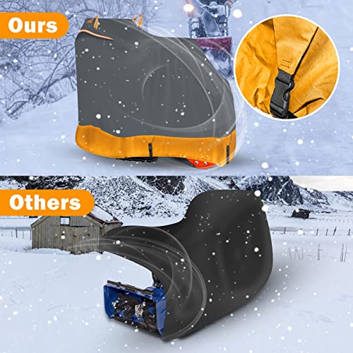 Tokept Snow Blower Cover, Heavy Duty 600D Oxford Fabric, with Drawstring Reflective Strip Triangle Straps, Universal Snowblower All-Weather Outdoor Waterproof Snow Protection Cover (Gray&Orange)