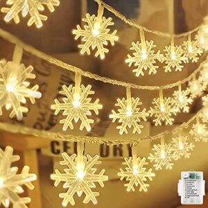 christmas snowflake lights, 20ft 40 led christmas decorations for bedroom, battery powered 2 modes, snowflake string lights for patio garden xmas decor indoor outdoor christmas tree decorations