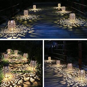 Kaixoxin Solar Lantern Lights for Hanging or Table Outdoor Solar Light for Patio Courtyard Garden (Silver-1) (Set of 2)