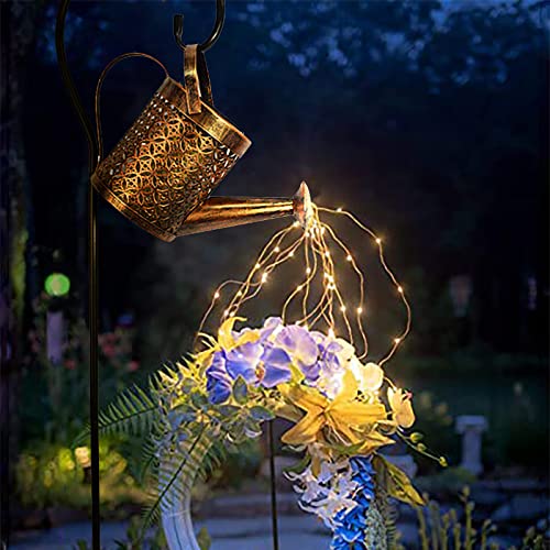 Solar Watering Can with Lights, Solar Waterfall Lights Outdoor Garden Decorations, Watering Can Landscape Light Large Hanging Lantern,for Yard Porch Lawn Backyard Landscape Pathway