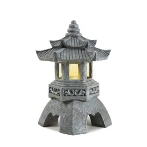 lovely ran zen solar pagoda lantern garden statue, indoor/outdoor zen asian decor for landscape balcony, garden, patio, porch yard art ornament