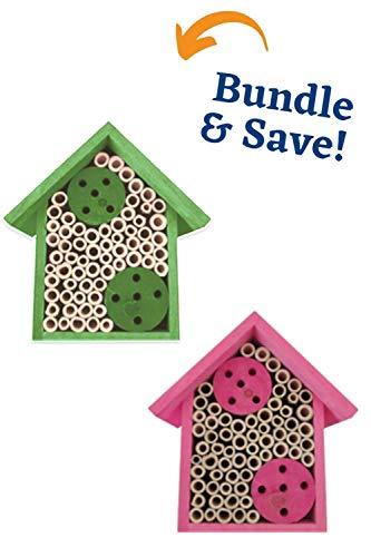 Rose Pink and Green Mason Bee House for The Garden Bundle - Lifetime Replacement Guarantee