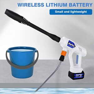 Cordless Garden Washer Adjustable Speed Powerful Pressure Washer 45 Bar for Indoor Outdoor Home Garden with Nozzle Charger 5M Hose and Li-ion Battery