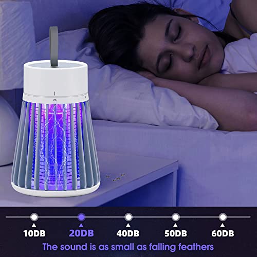 LEOFI Electric Bug Zapper for Indoors Outdoor Fly Zapper Mosquito Trap LED Fly Trap and Purple Light Portable Camp Mosquito Killer Up to 6 Hours of Battery Have Security Grid(Gray)